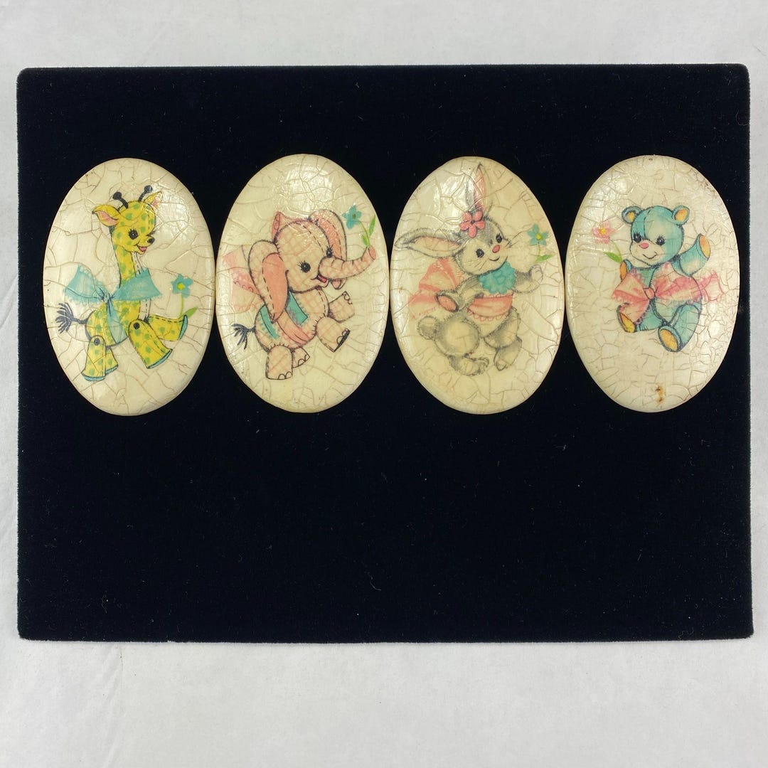 Vintage Decoupage Plaster Animals Nursery Wall Decor Set of 4 - Etsy