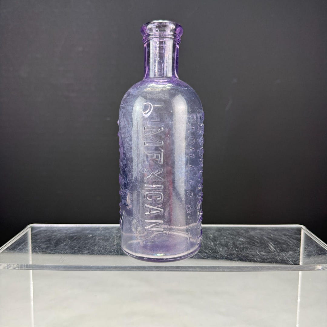 Vintage Mexican Mustang Liniment Purple Glass Bottle - Etsy