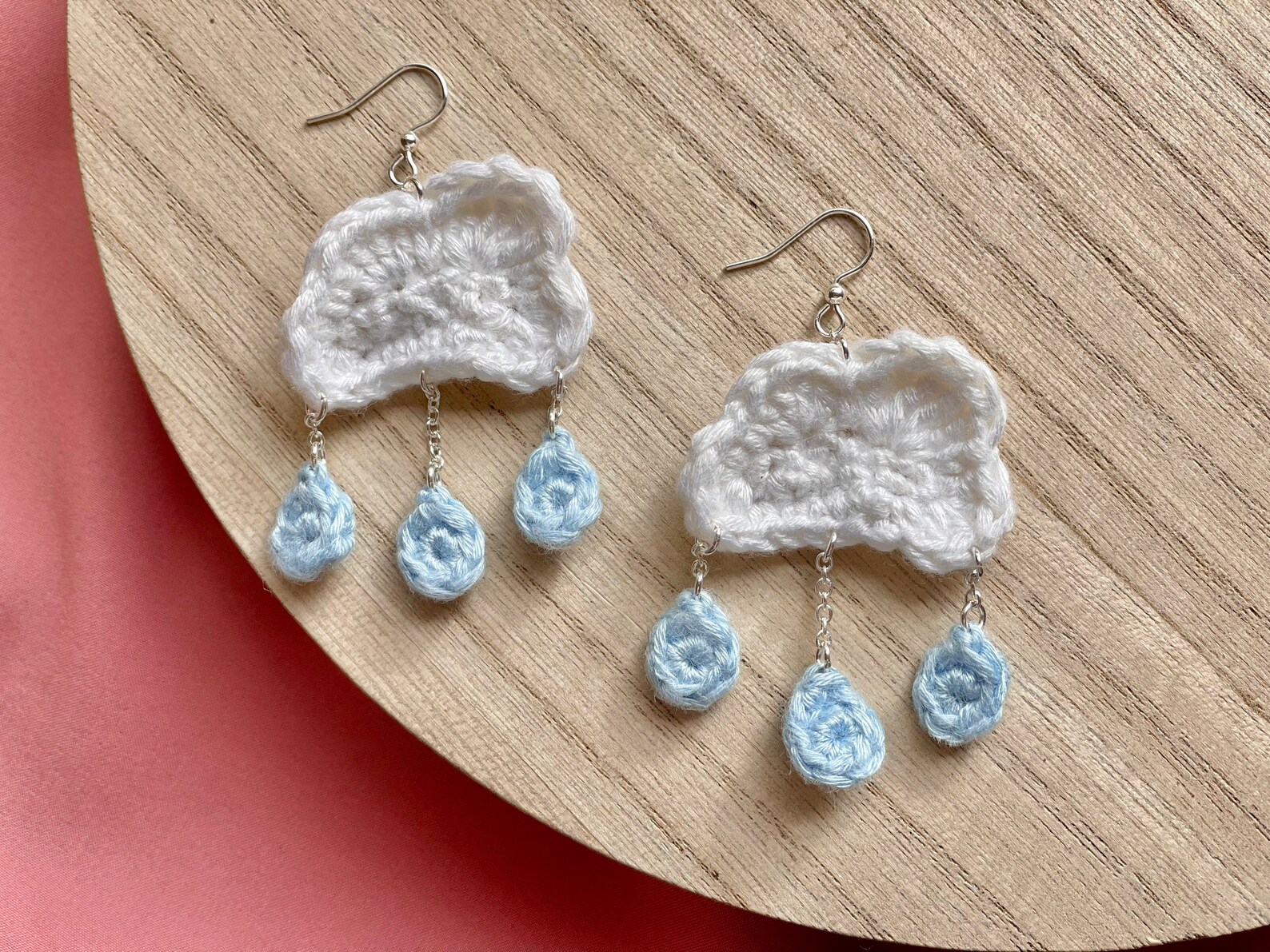 CROCHET PATTERN: Raincloud Earrings Rainy Day Cloud Earrings Cloud Earrings Crochet Earrings ...