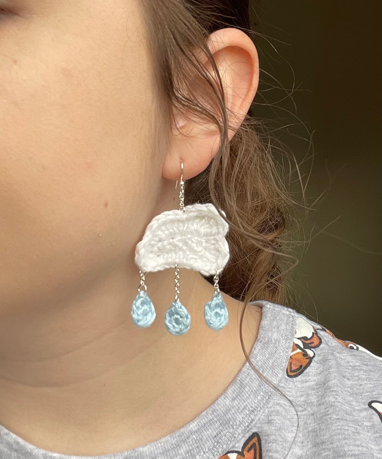 CROCHET PATTERN: Raincloud Earrings Rainy Day Cloud Earrings Cloud Earrings Crochet Earrings ...