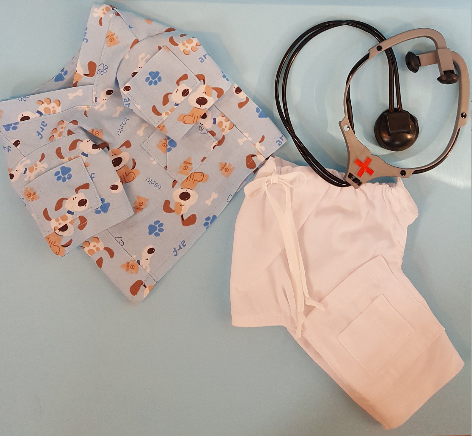 Dog Boy Print Nurse Scrubs Costume, Boy Dog Print Nurse Scrubs Uniform ...