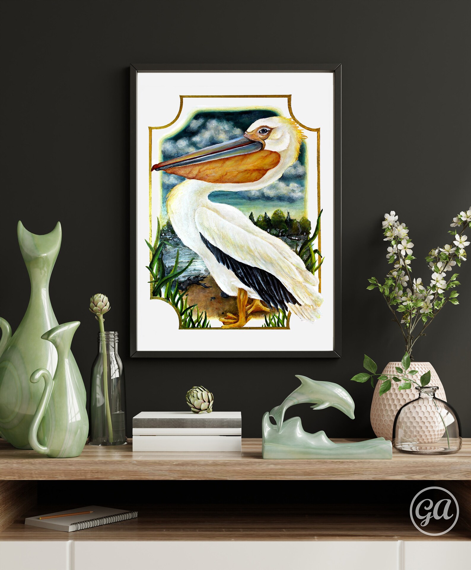 The White Pelican Giclée Print, Original Art, Oil Painting, Ink, Pencil ...