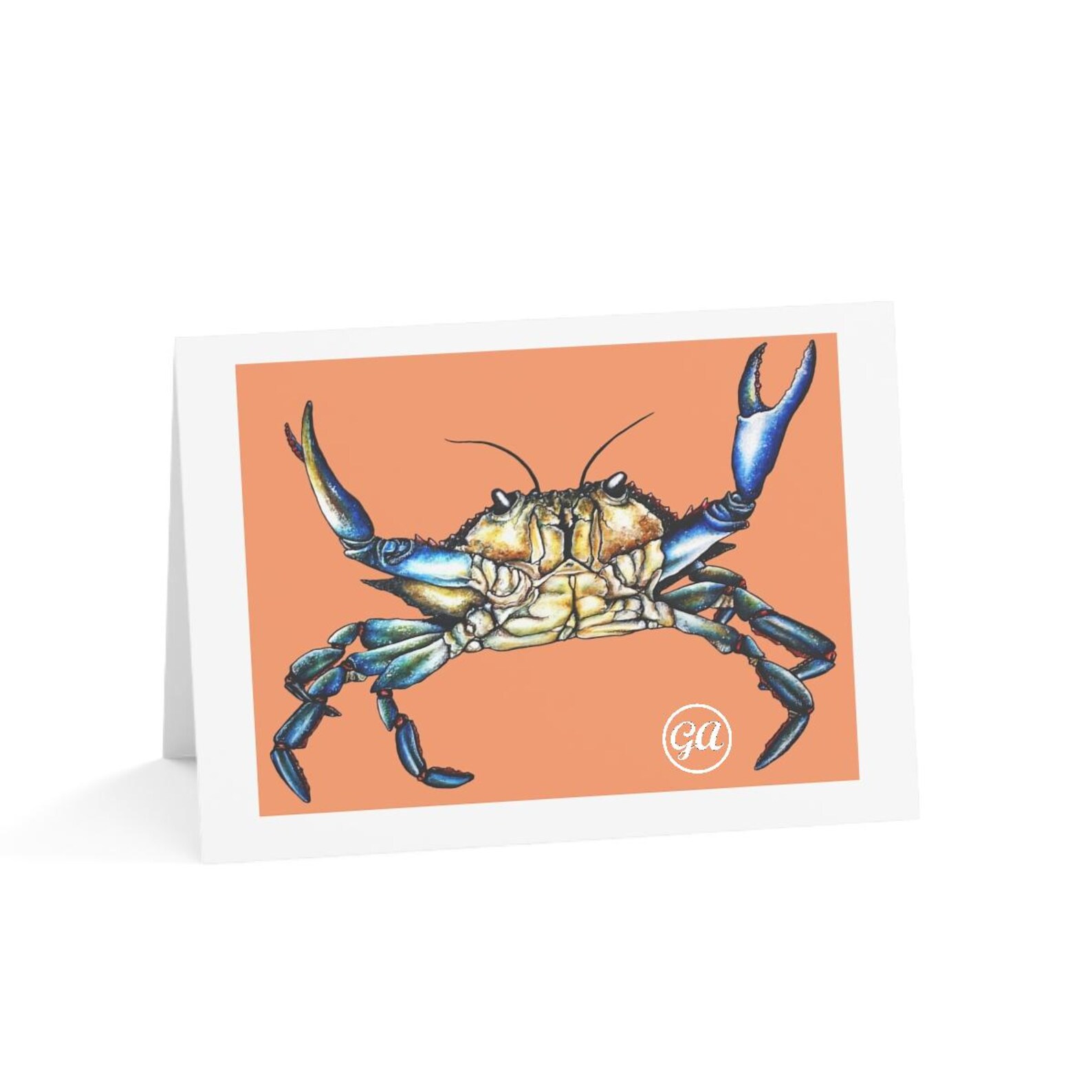 Art Card- the Blue Crab- Blank Greeting Cards Set, Nautical Birthday ...