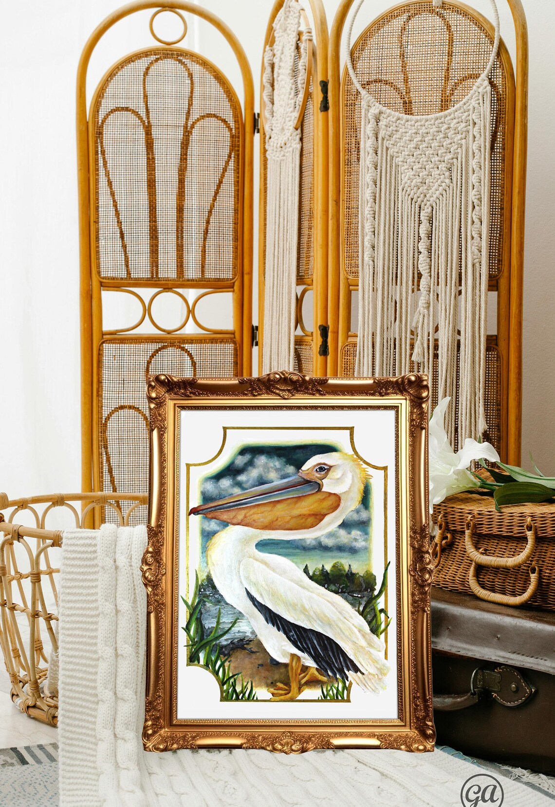 The White Pelican Giclée Print, Original Art, Oil Painting, Ink, Pencil ...