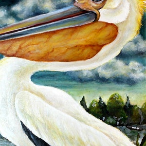 The White Pelican Giclée Print, Original Art, Oil Painting, Ink, Pencil ...