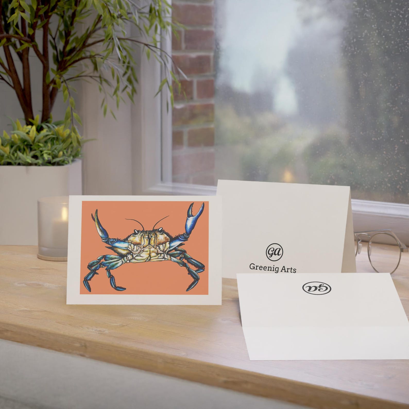 Art Card- the Blue Crab- Blank Greeting Cards Set, Nautical Birthday ...