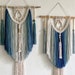 Blue Macrame Wall Hanging, Colored Yarn Wall Hanging, Crystal Wall ...