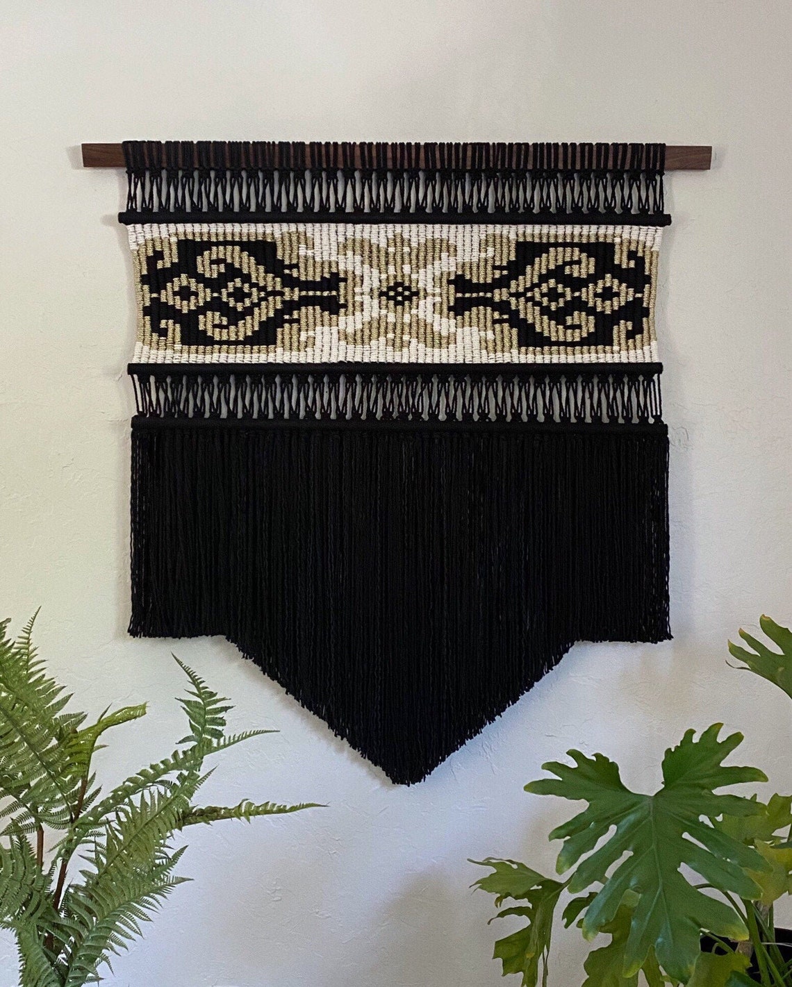 Large Black and White Macrame Wall Hanging Modern Woven Wall - Etsy