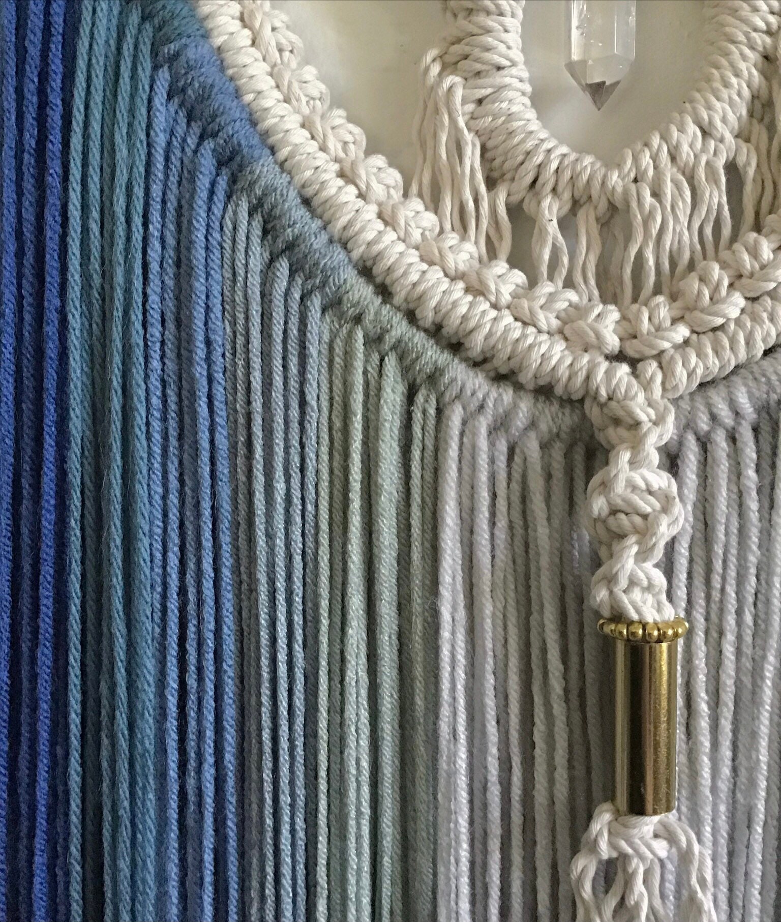 Blue Macrame Wall Hanging Colored Yarn Wall Hanging Crystal | Etsy