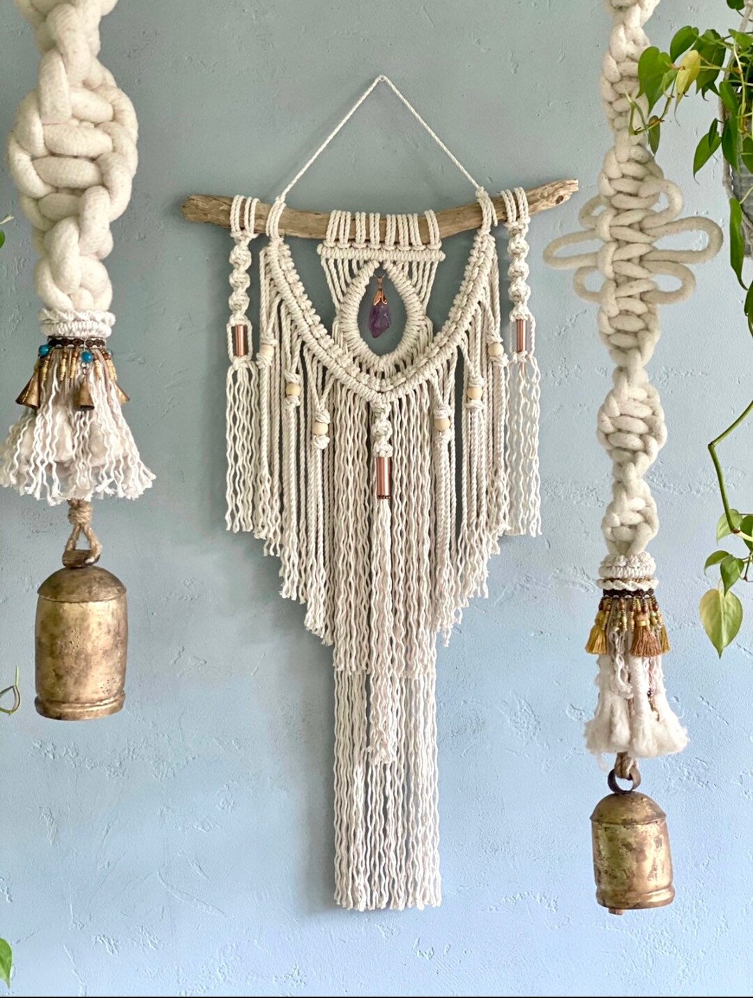 Beach House Macrame Wall Hanging, 20x43 Crystal Wall Hanging, Boho ...