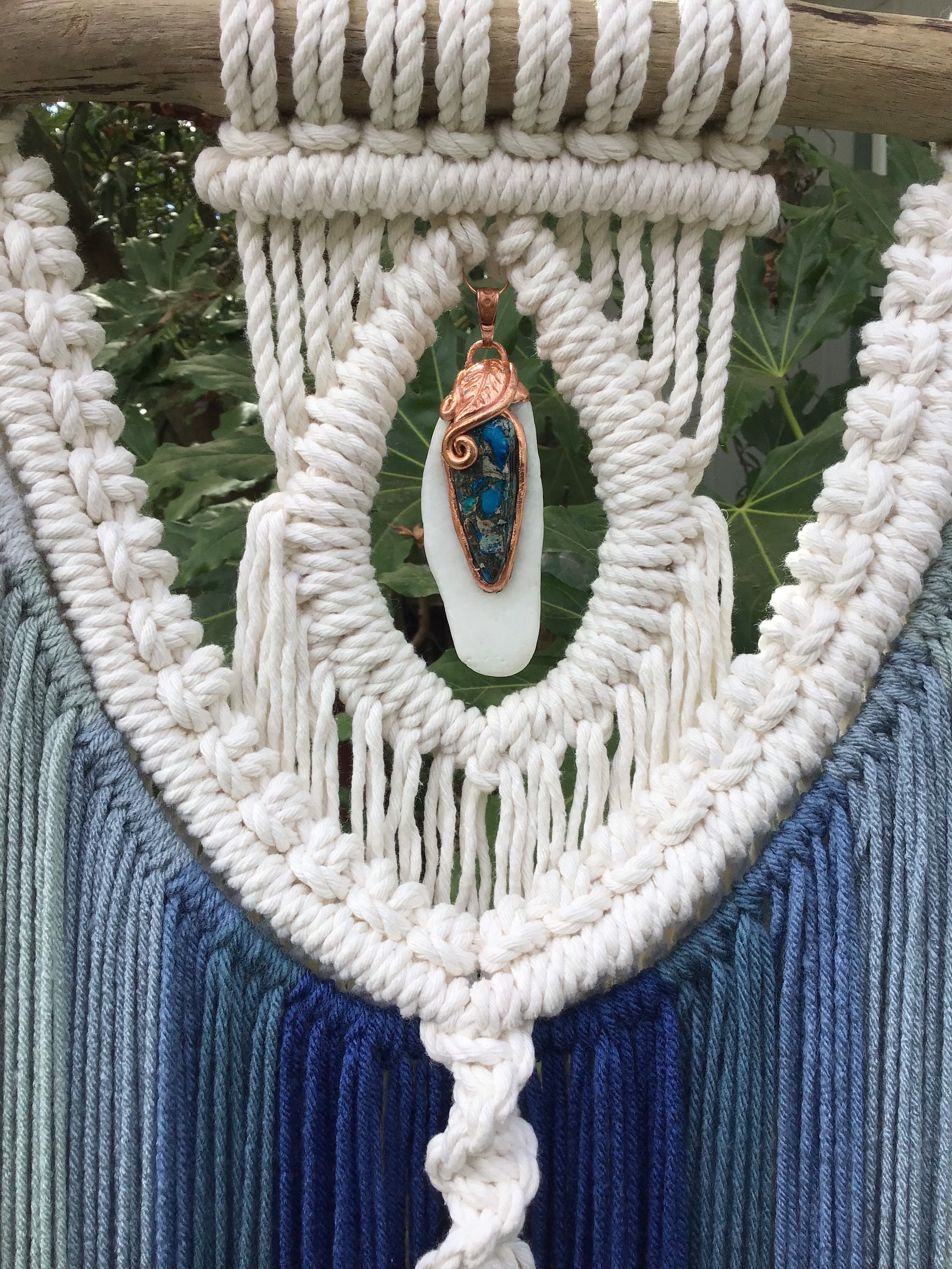 Blue Macrame Wall Hanging With Crystal Crystal Wall Hanging | Etsy