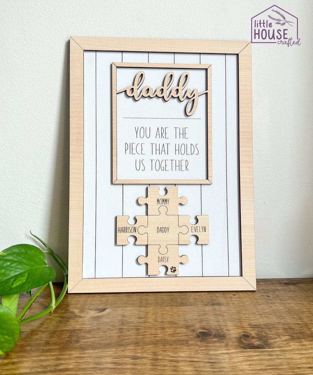 Personalized Father's Day Puzzle Sign: Engraved Wood Family Wall Art - Etsy