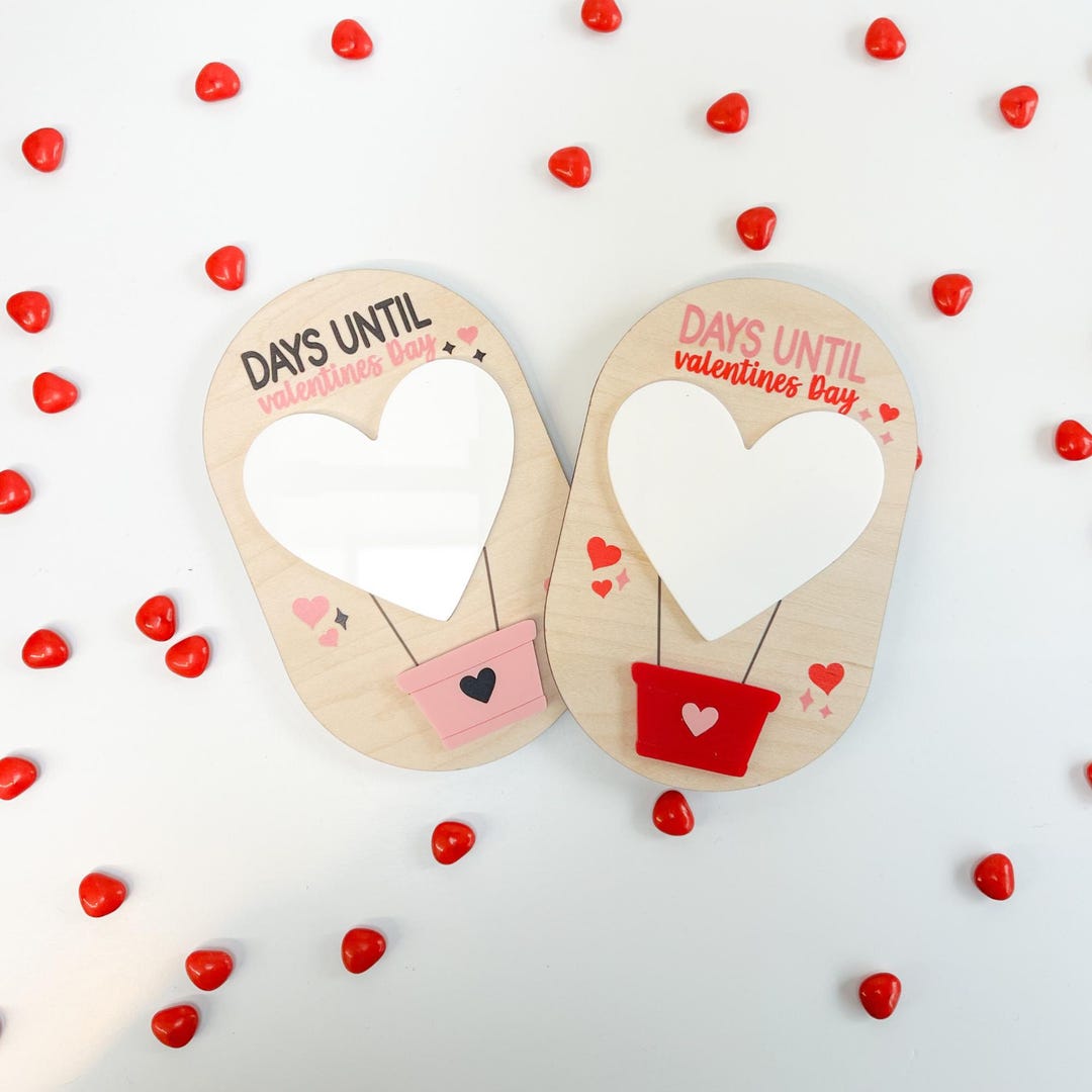 Valentine's Day Countdown Sign: Heart Hot Air Balloon, Whiteboard - Etsy
