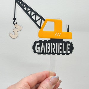 Personalized Crawler Crane Cake Topper Construction Birthday Decor Etsy