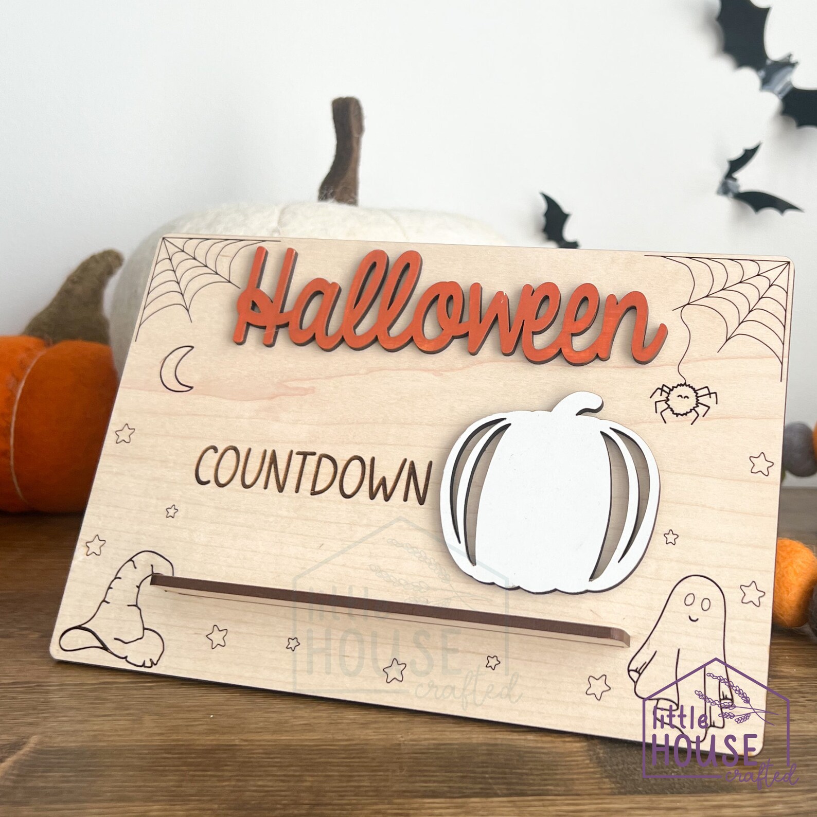 Personalized Halloween Countdown Sign: Maple Plywood Decoration - Etsy