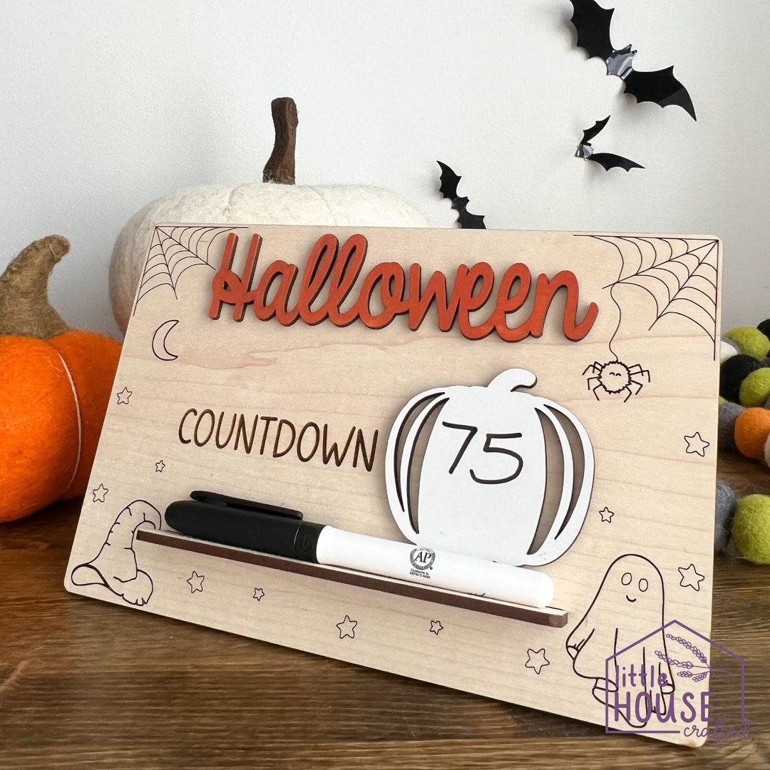 Personalized Halloween Countdown Sign: Maple Plywood Decoration - Etsy