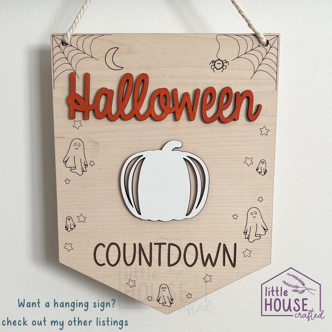 Personalized Halloween Countdown Sign: Maple Plywood Decoration - Etsy