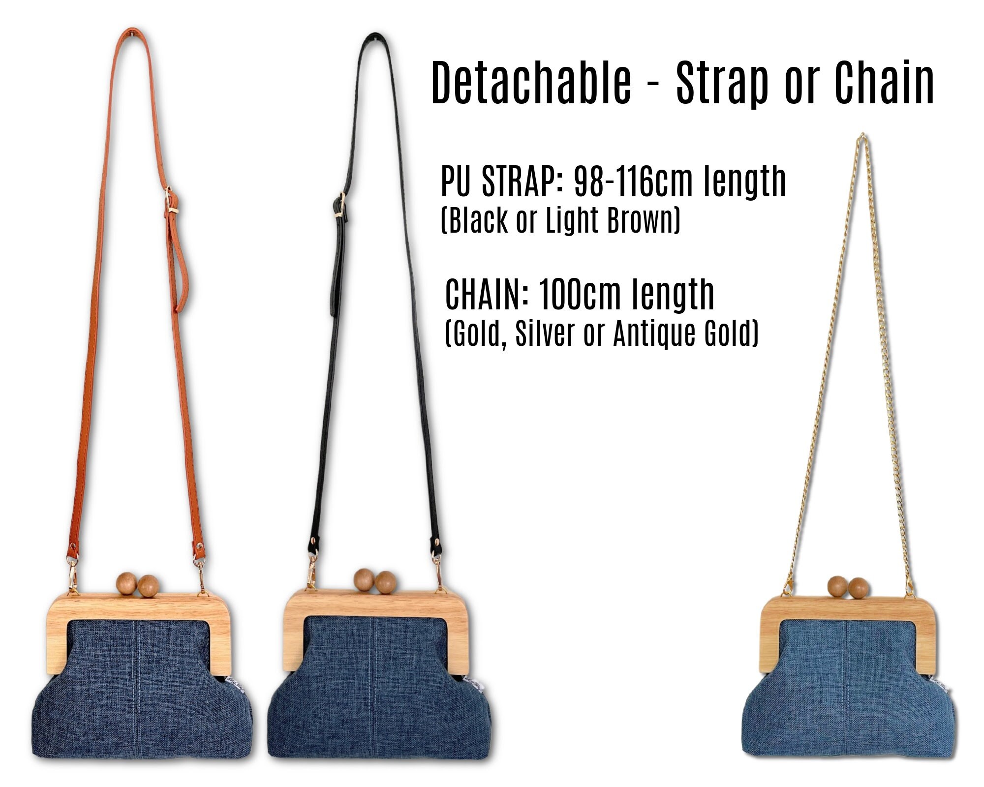 20cm TIMBER Wood Frame / Square Clutch Purse With Wood Bead Feature ...