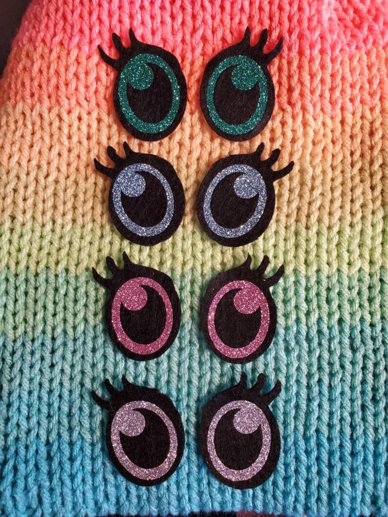 Glitter/ Holographic Felt Eyes sets of 4 - Etsy