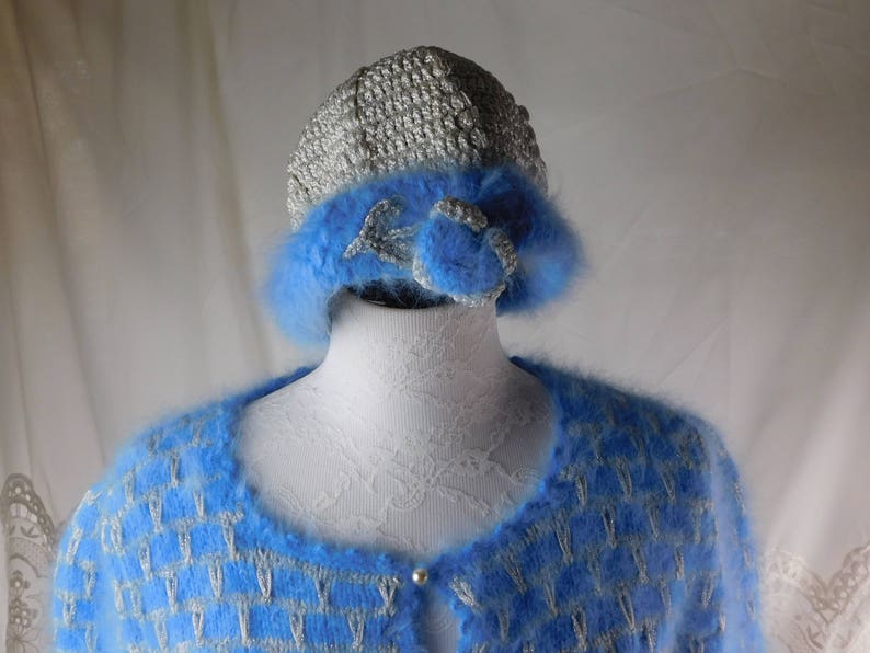 Paton Yarn Metallic Silver and Periwinkle Blue Angora Stretch - Etsy
