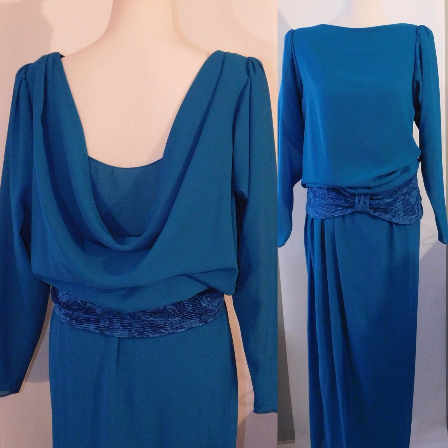 Vintage 1970s Pat Richards Michael Maiello Sheer Teal Chiffon - Etsy