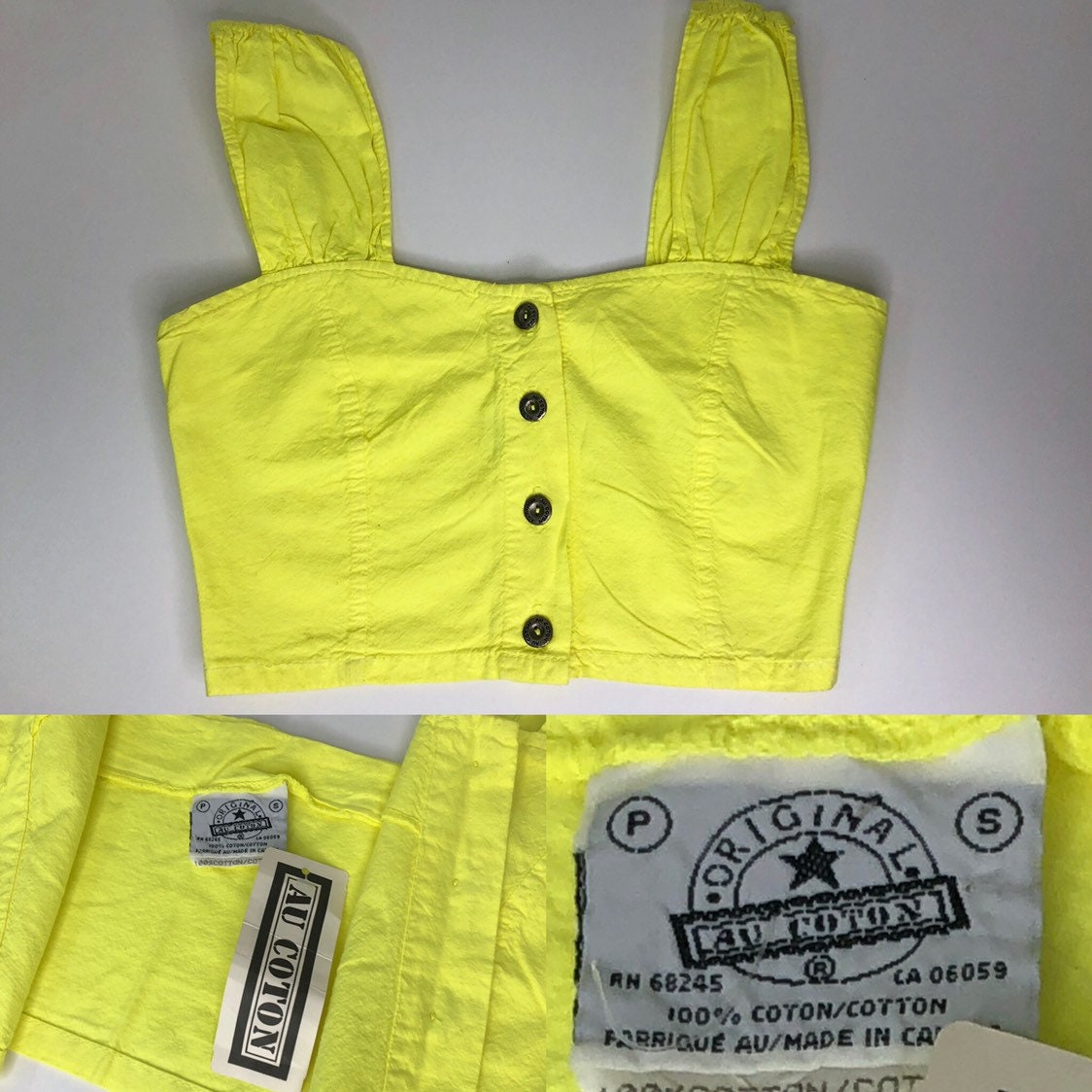 Neon Yellow Flourescent Milkmade Bustier Crop Top / Vintage | Etsy
