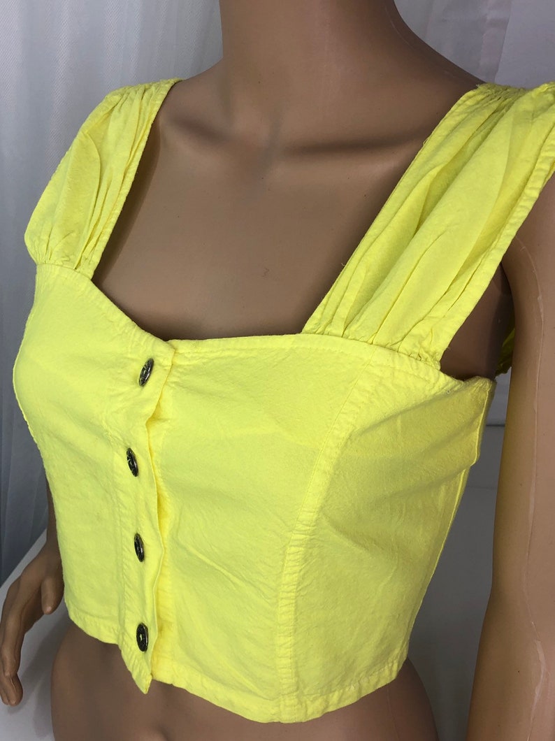 Neon Yellow Flourescent Milkmade Bustier Crop Top / Vintage - Etsy UK