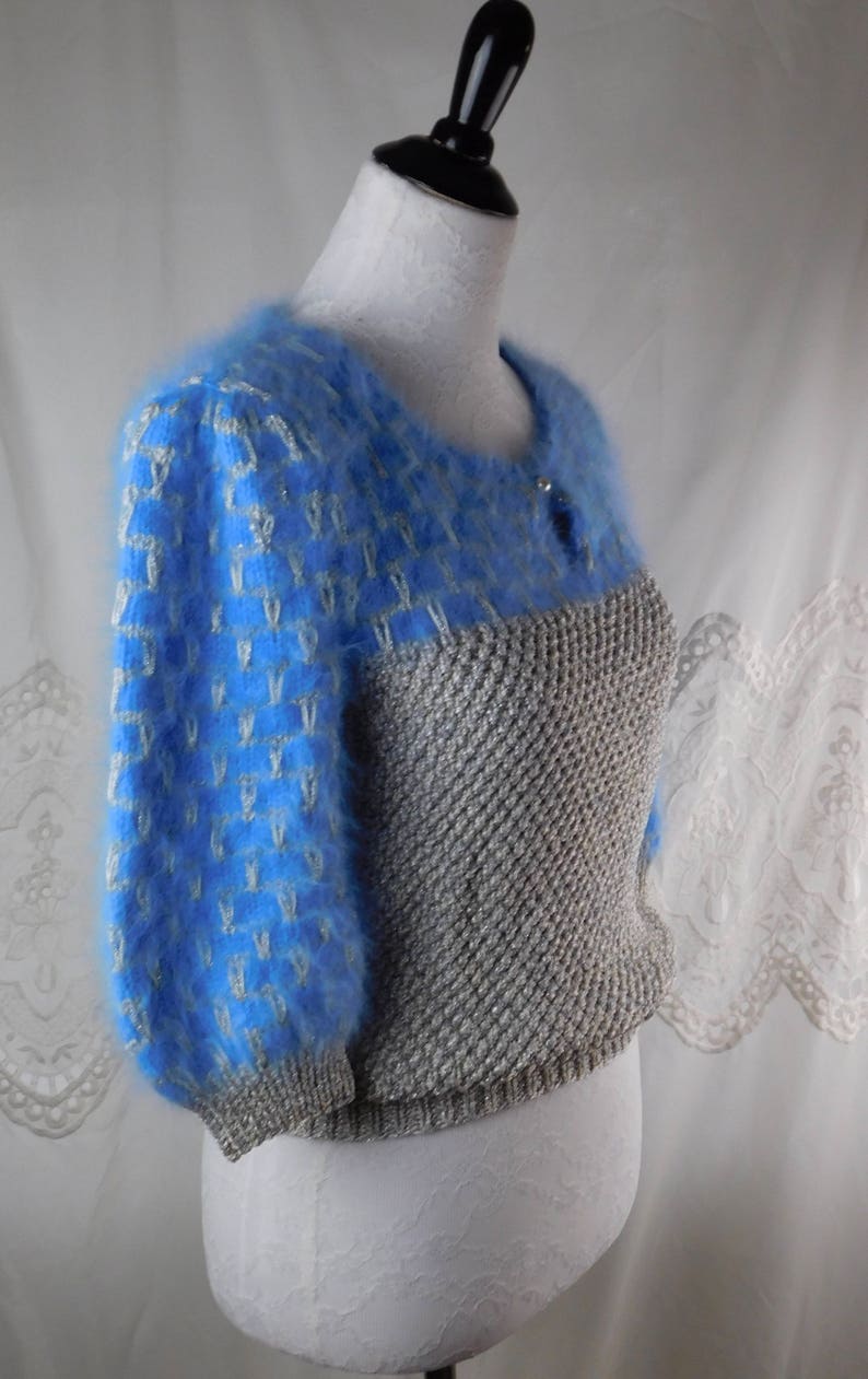 Paton Yarn Metallic Silver and Periwinkle Blue Angora Stretch - Etsy