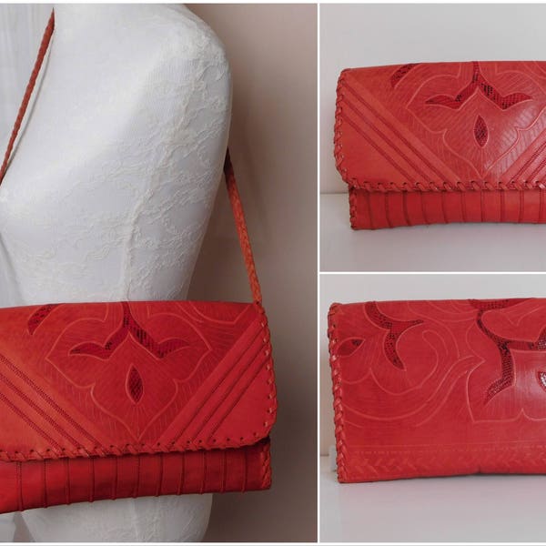 Red Leather Clutch - Etsy
