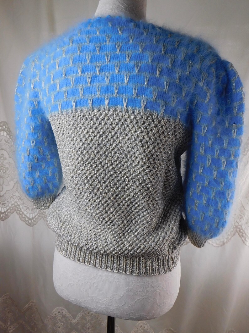 Paton Yarn Metallic Silver and Periwinkle Blue Angora Stretch - Etsy