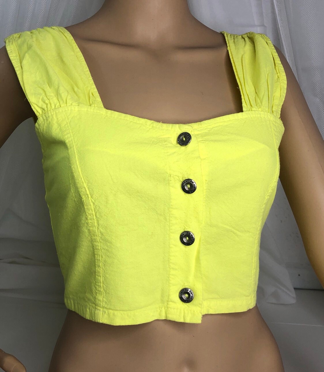 Neon Yellow Flourescent Milkmade Bustier Crop Top / Vintage | Etsy