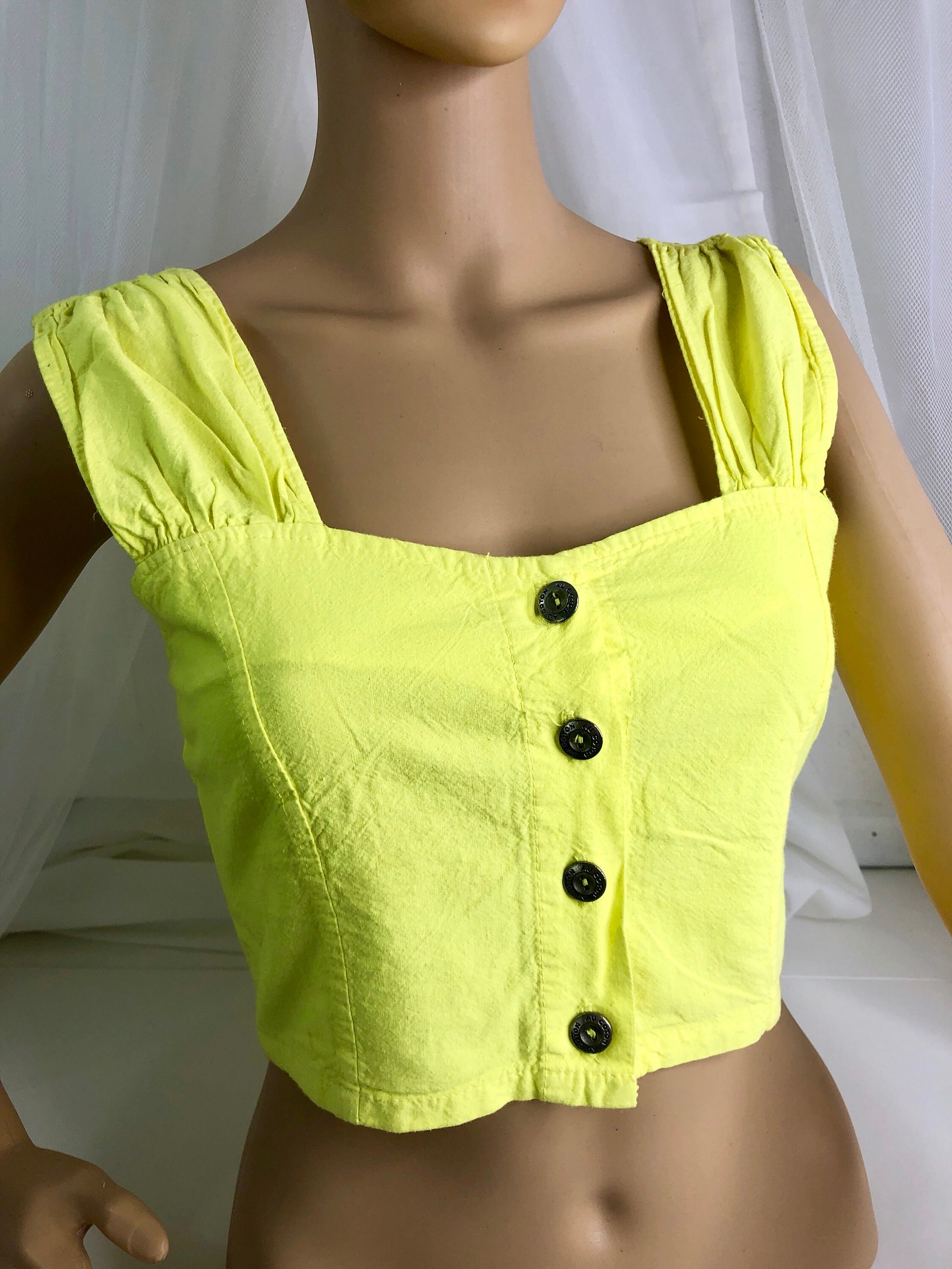 Neon Yellow Flourescent Milkmade Bustier Crop Top / Vintage - Etsy UK