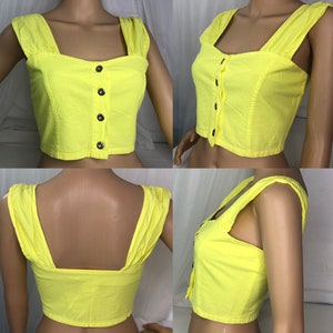 Neon Yellow Flourescent Milkmade Bustier Crop Top / Vintage the ...