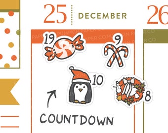 Christmas countdown stickers | Etsy