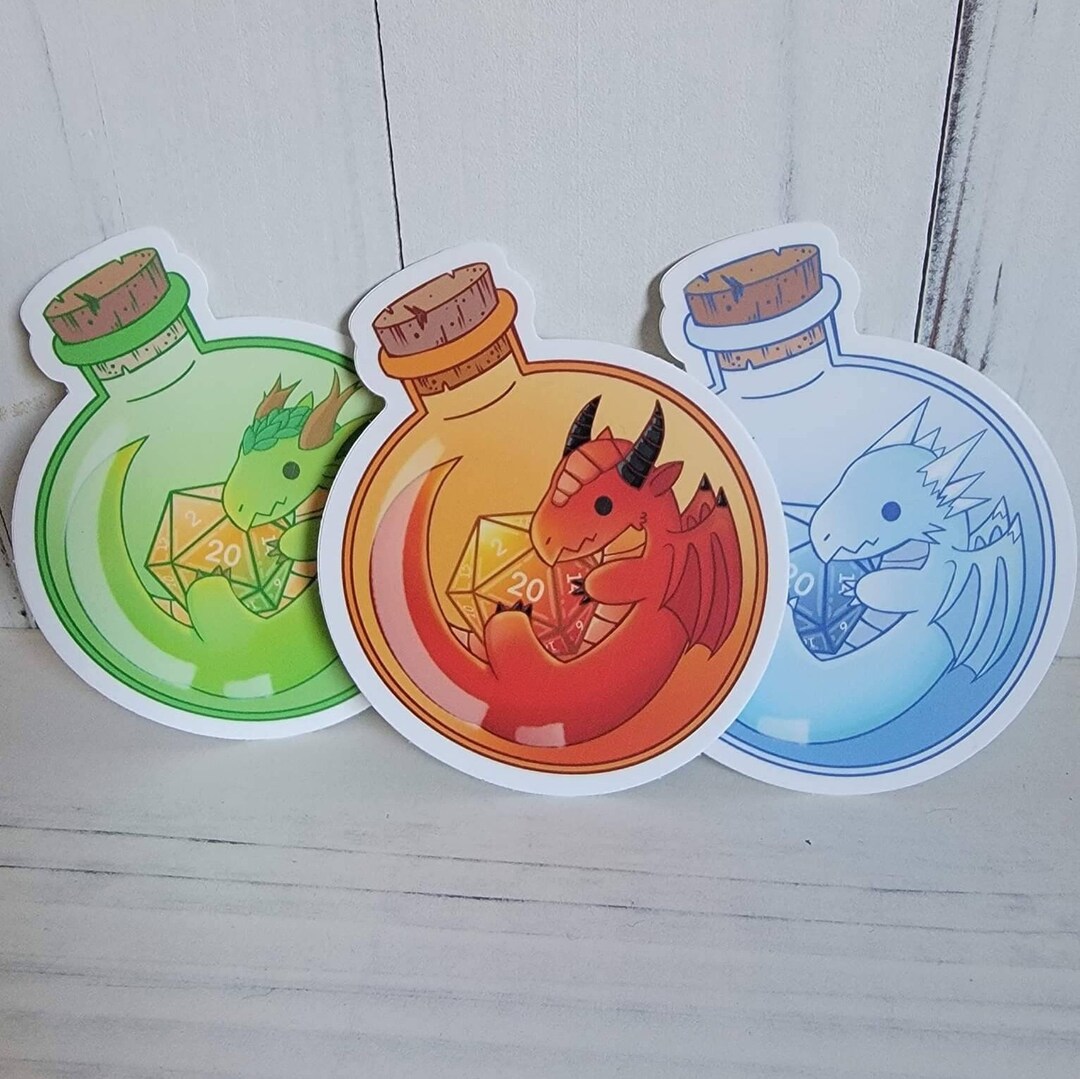 Potion Dragon With D20 Sticker 2.9 X 3.0 - Etsy