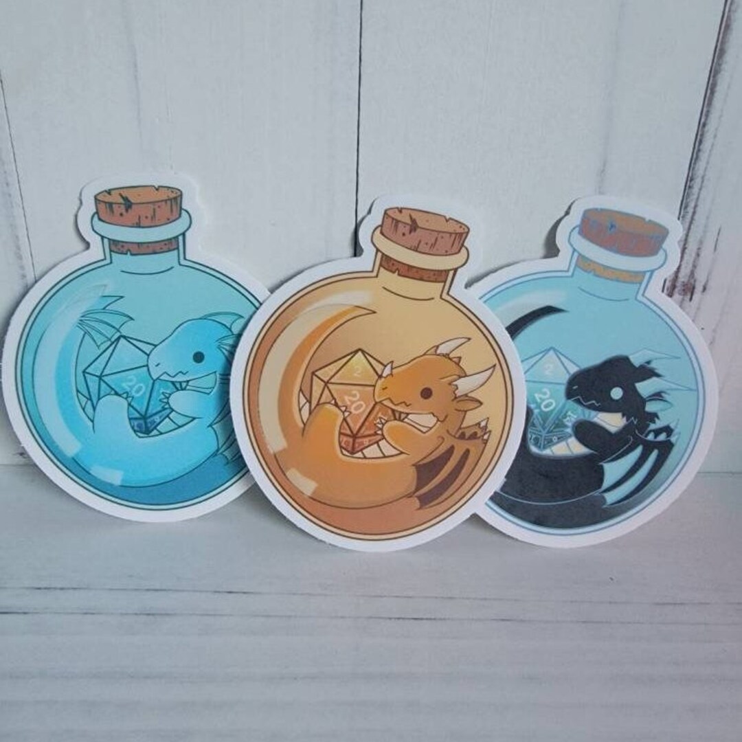 Potion Dragon With D20 Sticker Set 2 - Etsy