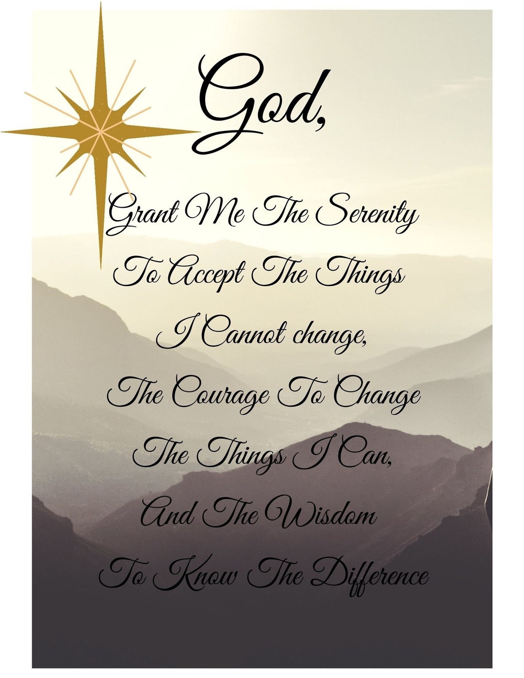 Serenity Prayer Digital PDF Download, Inspirational Saying, Wall Art ...