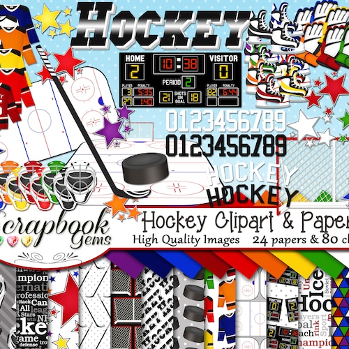 HOCKEY Clipart and Papers Kit 80 Png Clip Arts 24 Jpeg - Etsy