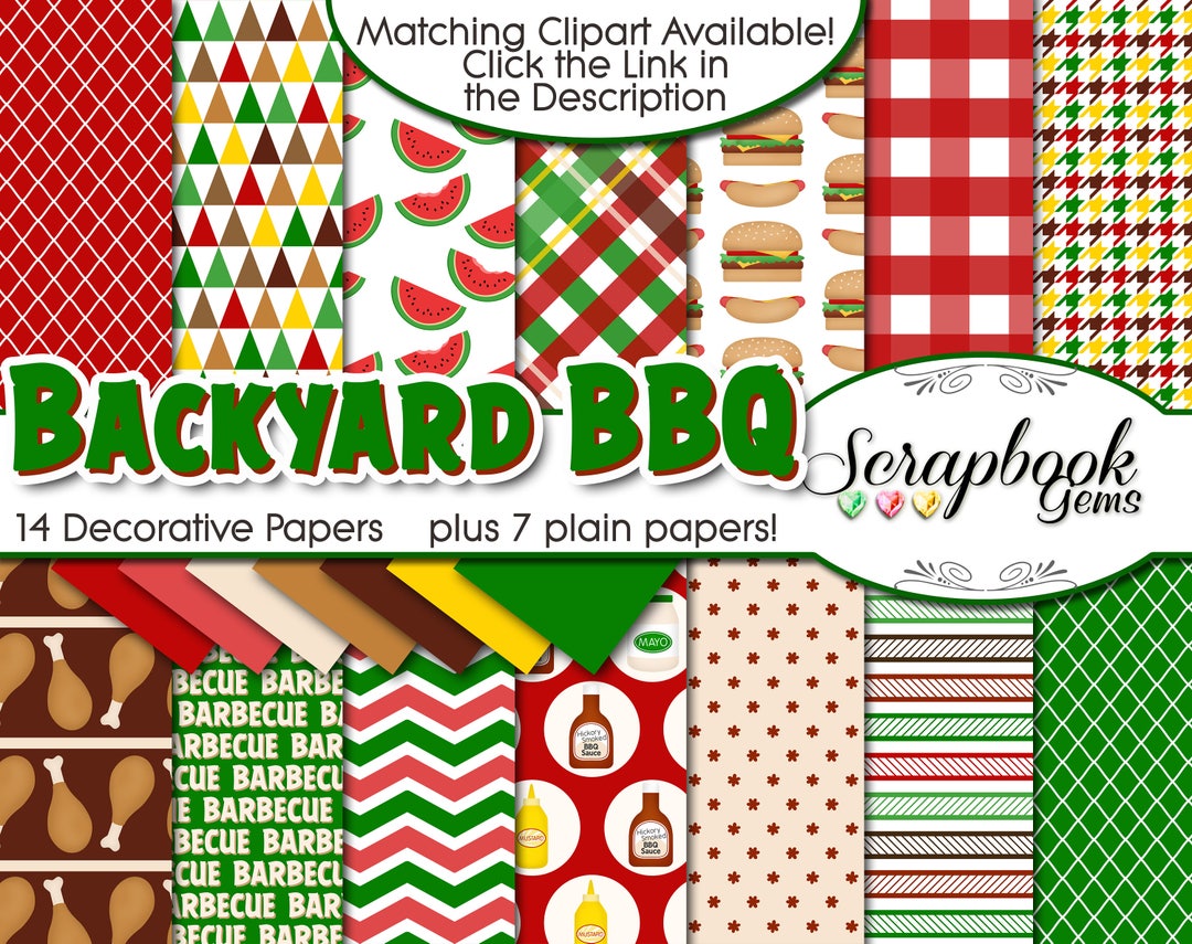 BACKYARD BBQ Digital Papers, 21 Pieces, 12 X 12, High Quality Jpegs ...