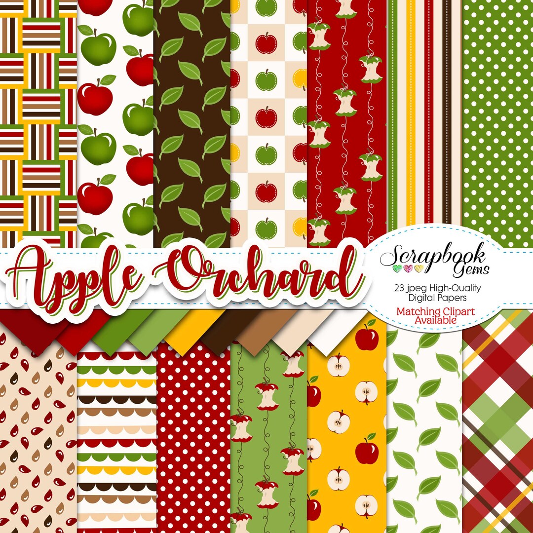 APPLE ORCHARD Digital Papers, 23 Pieces, 12" X 12", High Quality Jpegs ...