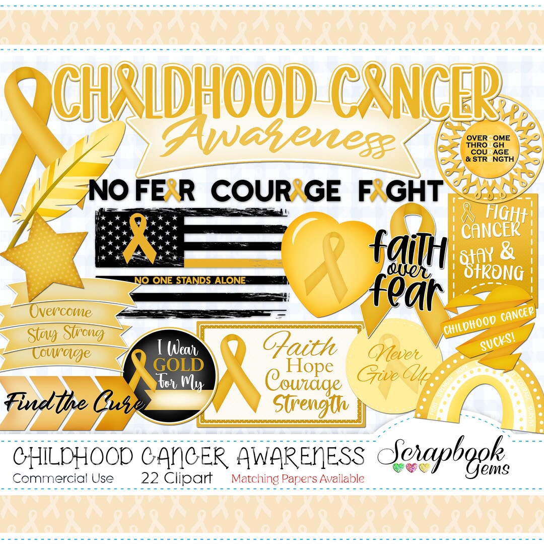 CHILDHOOD Cancer Awareness Clipart, 22 Png Clipart Files Instant ...