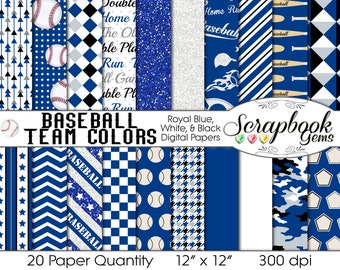 Baseball Digital Papers Navy Blue & White 20 Pieces 12 | Etsy