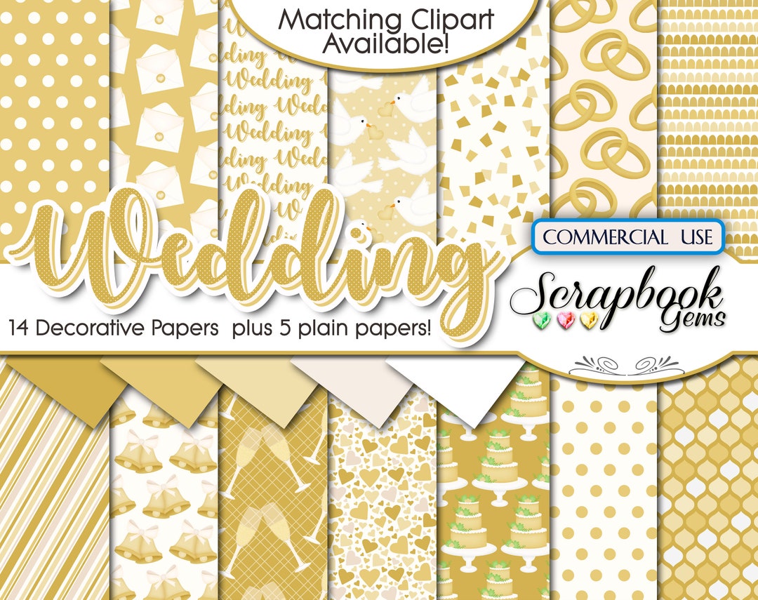 WEDDING GOLD Digital Papers, 19 Pieces, 12" X 12", High Quality Jpegs ...