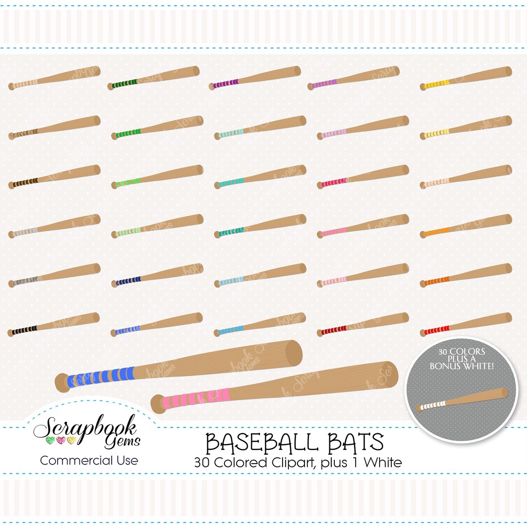BASEBALL BAT Clipart, 31 Png Clipart Files Instant Download Planner ...