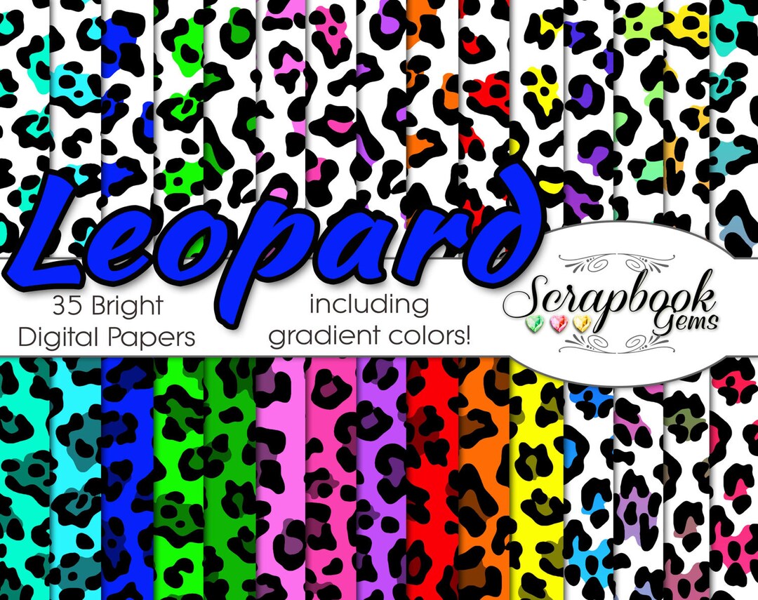 LEOPARD BRIGHT Digital Papers, 35 Pieces, Including Gradient Ombre ...