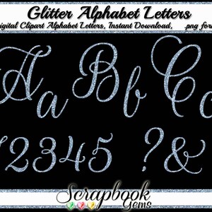 Light Blue Glitter Letters & Numbers Digital Clipart 79 High | Etsy