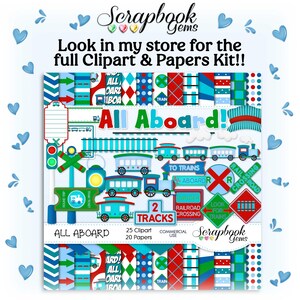 ALL ABOARD Clipart, 25 Png Clipart Files Instant Download Train Tracks ...