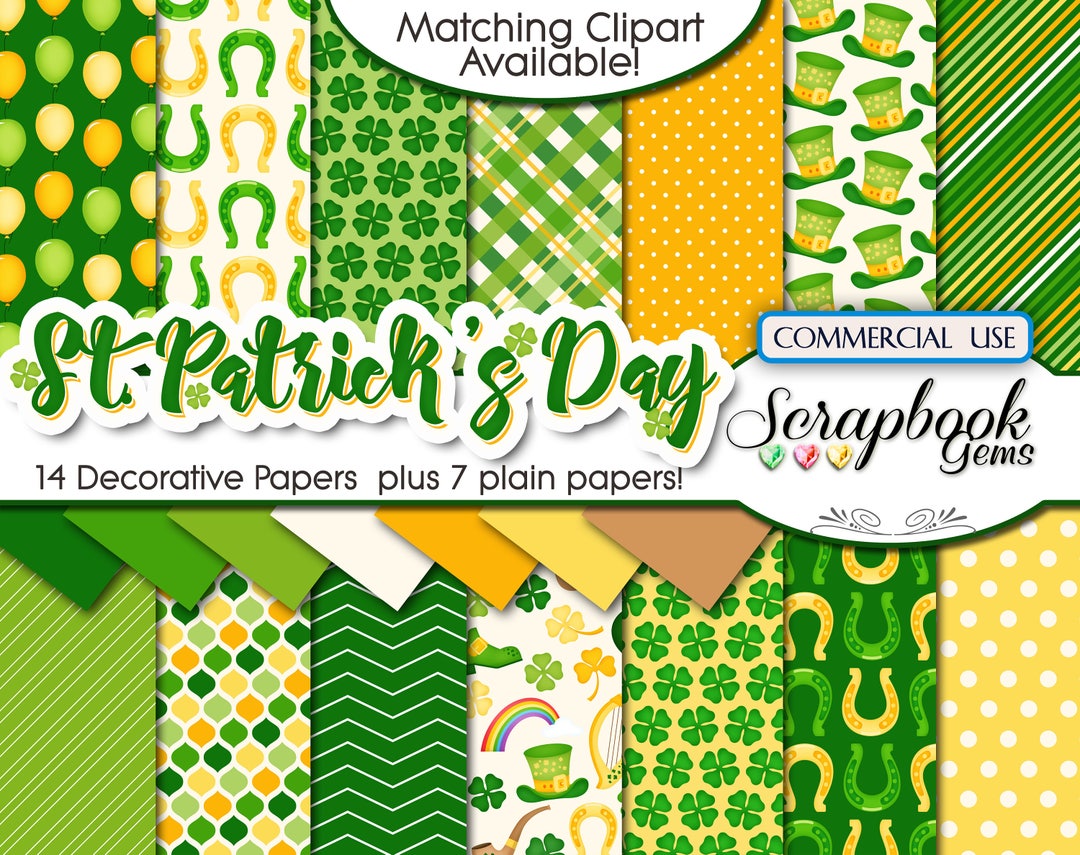 ST. PATRICK'S DAY Digital Papers, 21 Pieces, 12" X 12", High Quality ...