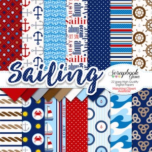 SAILING Clipart and Papers Kit, 33 Png Clip Arts, 22 Jpeg Papers ...