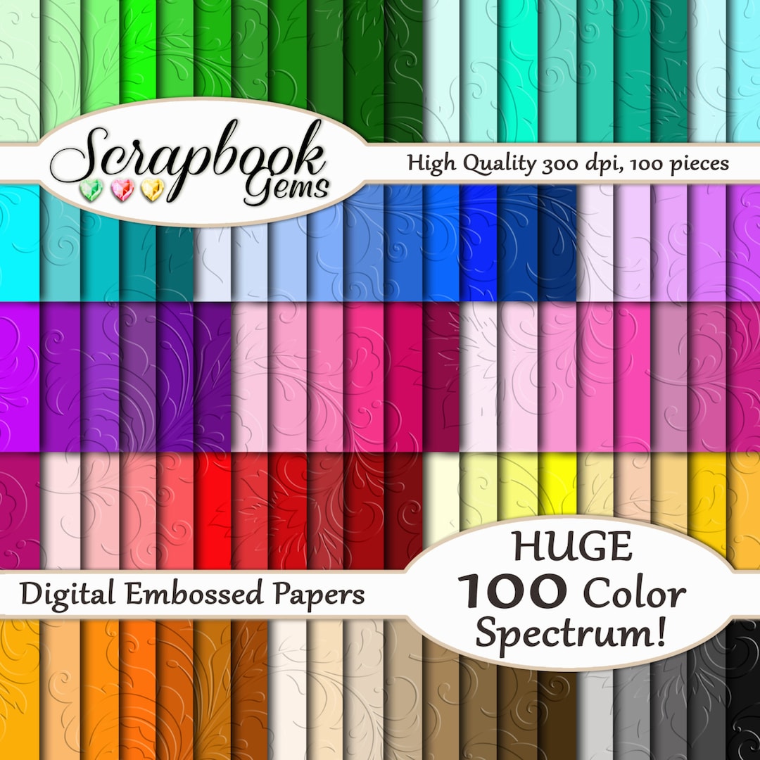 100 Embossed Digital Paper, 100 Pieces, 12" X 12", 300 Dpi High Quality ...